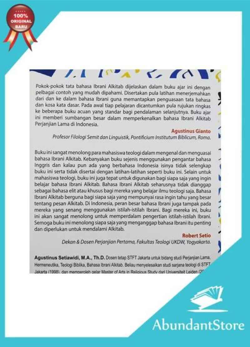 Jual Buku Bahasa Ibrani Untuk Pemula - Agustinus Setiawidi & Elias P ...