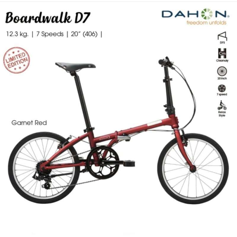 Jual Dahon Boardwalk D7 Japan Version Limited Black Edition Garnet Red ...