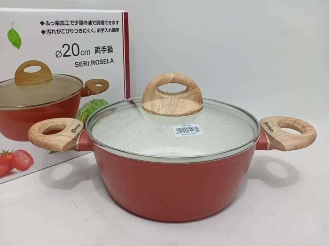Promo Panci Tinggi Dalam Minowa Tutup Saucepan Marble Stock Pot 20cm ...