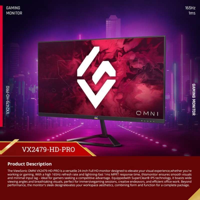 Jual Monitor Gaming Viewsonic Vx2479-hd-pro 24 Fhd Ips 180hz 165hz 1ms ...