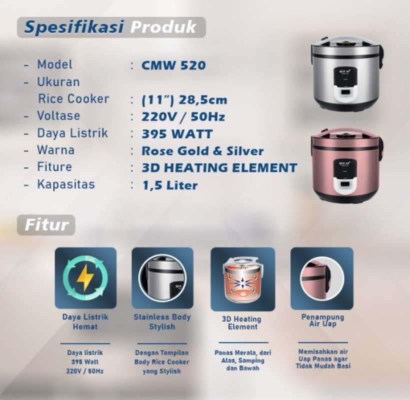Promo New Sekai Rice Cooker 3in1 Cmw 520 Penanak Nasi Cmw520 Stainless ...