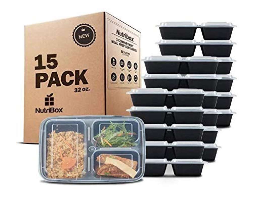 Jual Nutribox [15 Pack] 32oz 3 Compartment Meal Prep Containers Di ...