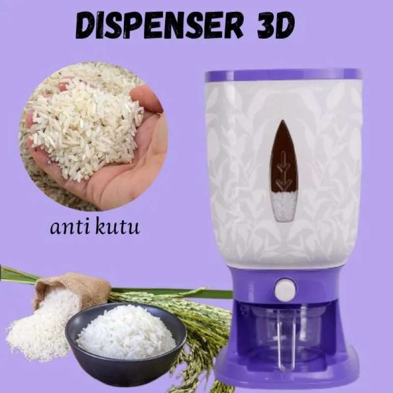 Jual Dispenser Beras 3d Rice Box Penyimpanan Makanan Otomatis Free ...