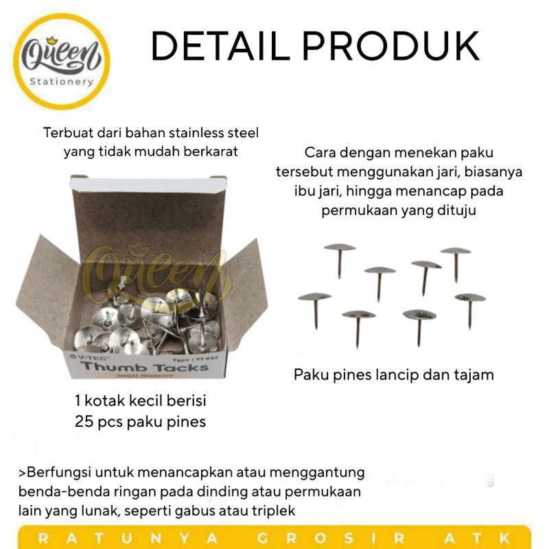 Promo 20 Kotak Paku Pines V-825 V-tec / Paku Mading / Paku Payung ...