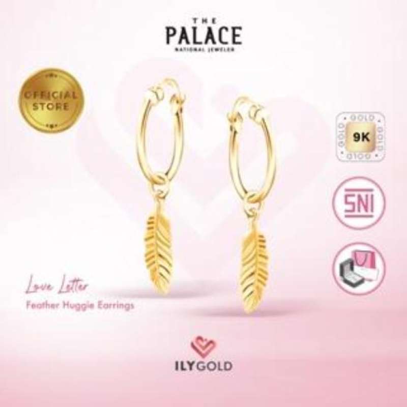 Jual Ily Gold Love Letter - Feather Huggie Earrings / Anting Di Seller ...