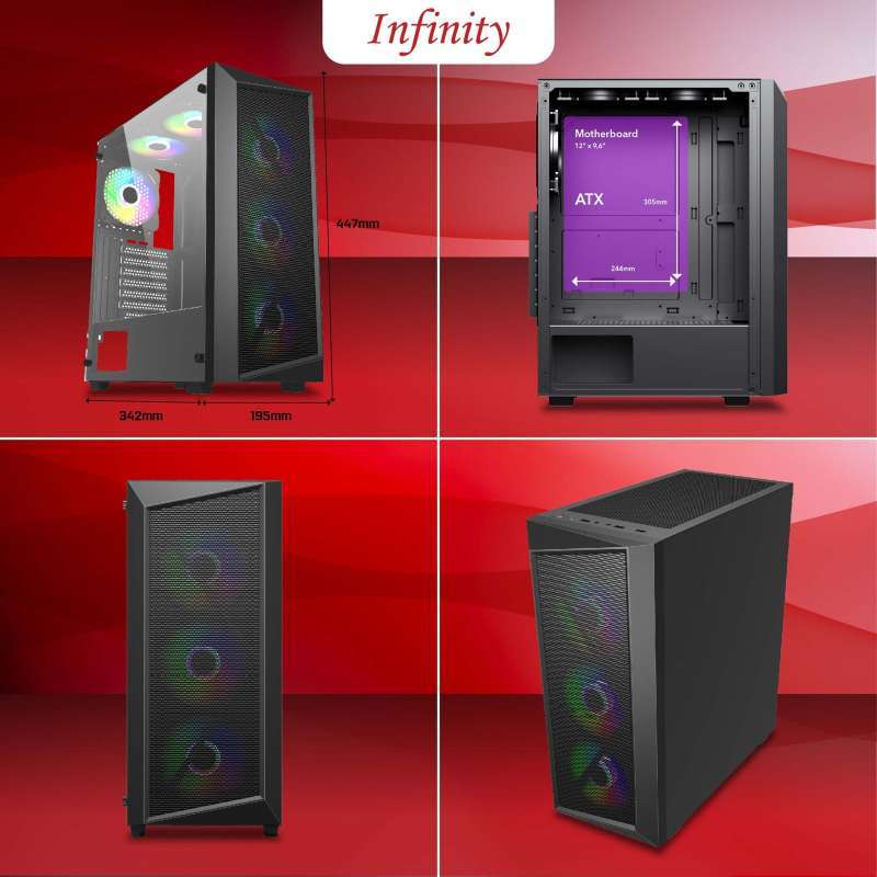 Jual Infinity Nebula V7 + 3 Fan Rgb Mesh Temper Atx Matx Casing Gaming Case Pc Komputer Di ...