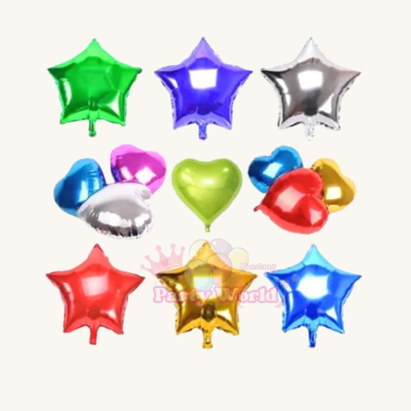 Promo Balon Foil Bintang / Balon Hati 40cm - Bintang Silver Diskon 1% ...