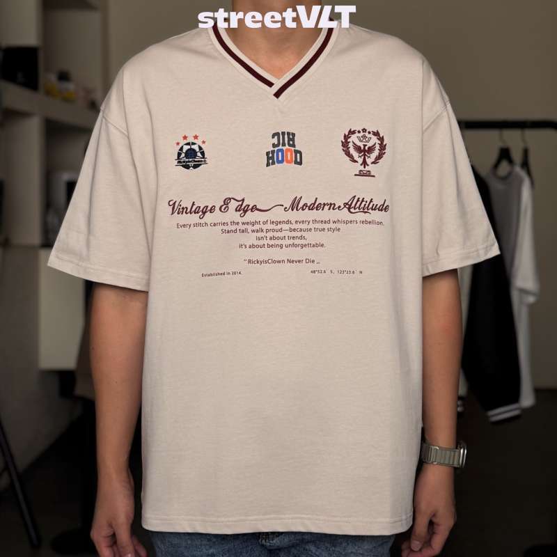 Jual Ric Ricky Is Clown Embroidery Print V-neck Jersey Short Sleeve Di ...