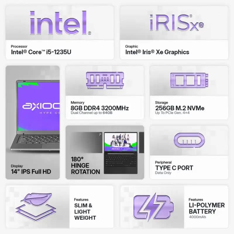 Promo Axioo Mybook Hype 5 G12 Notebook - Black ( I5-1235u / 8gb / 256gb ...