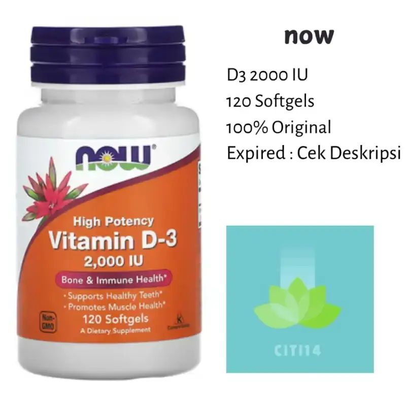 Jual Original Now Vitamin D3 2000iu Now D3 2000 Iu 120 Gels 240 Gels ...