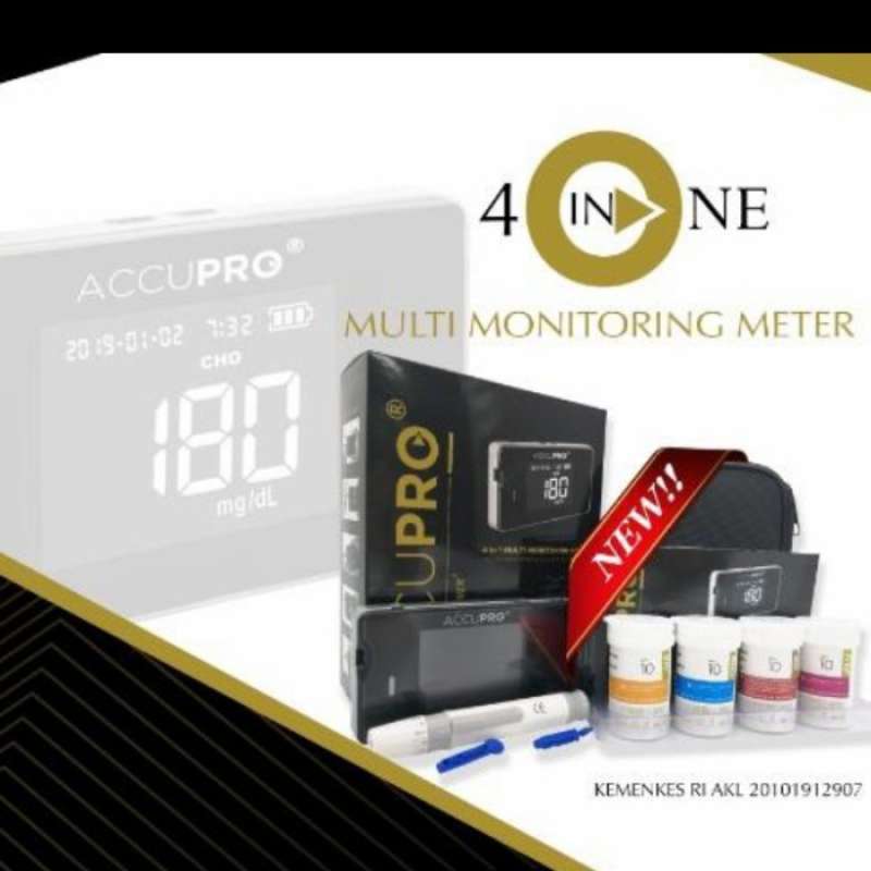 Jual Alat Test Accupro 4 In 1 ( Glucose , Cholestrol , Uric Acid , Hb ...