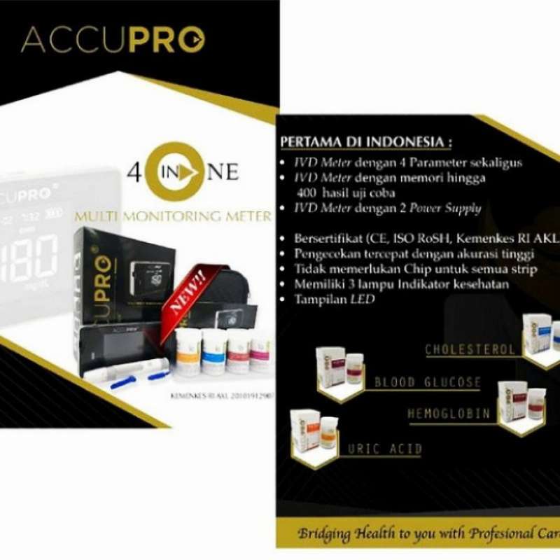 Jual Alat Test Accupro 4 In 1 ( Glucose , Cholestrol , Uric Acid , Hb ...