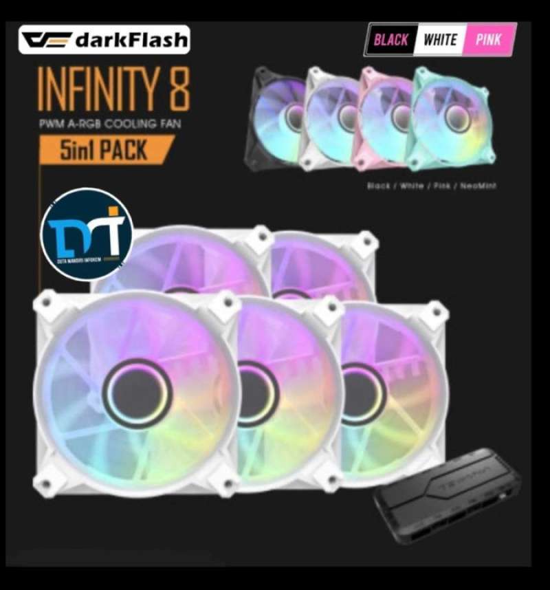 Promo darkFlash Infinity 8 ARGB PWM 5in1 Pack - 120mm ARGB 5v Fan ...