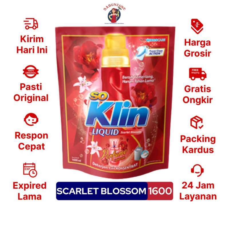 Promo Deterjen Cair Konsentrat So Klin Liquid Scarlet Blossom 1600 ML ...