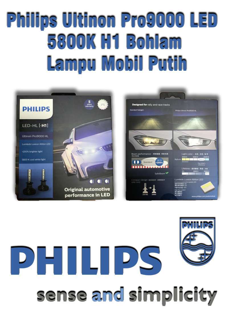Promo Philips Ultinon Pro9000 LED 5800K H1 Bohlam Lampu Mobil Putih ...