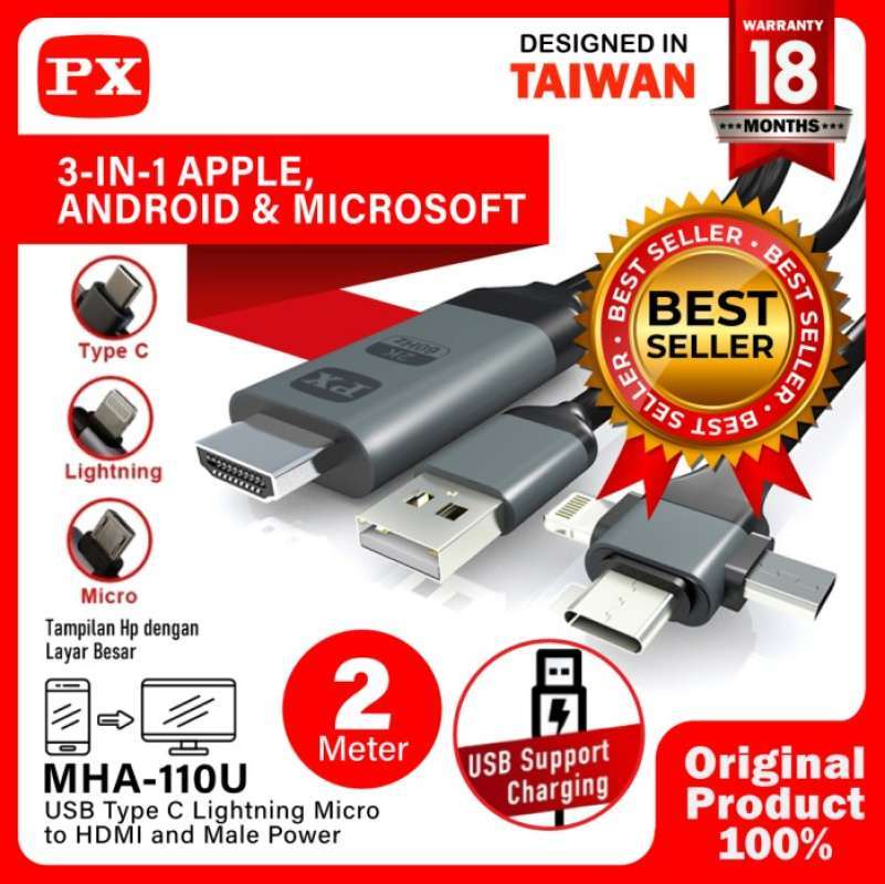 Promo Hdmi To Usb Micro Typec Lightning Converter Tv Ios Android Px Mha-110U Diskon 30% di ...