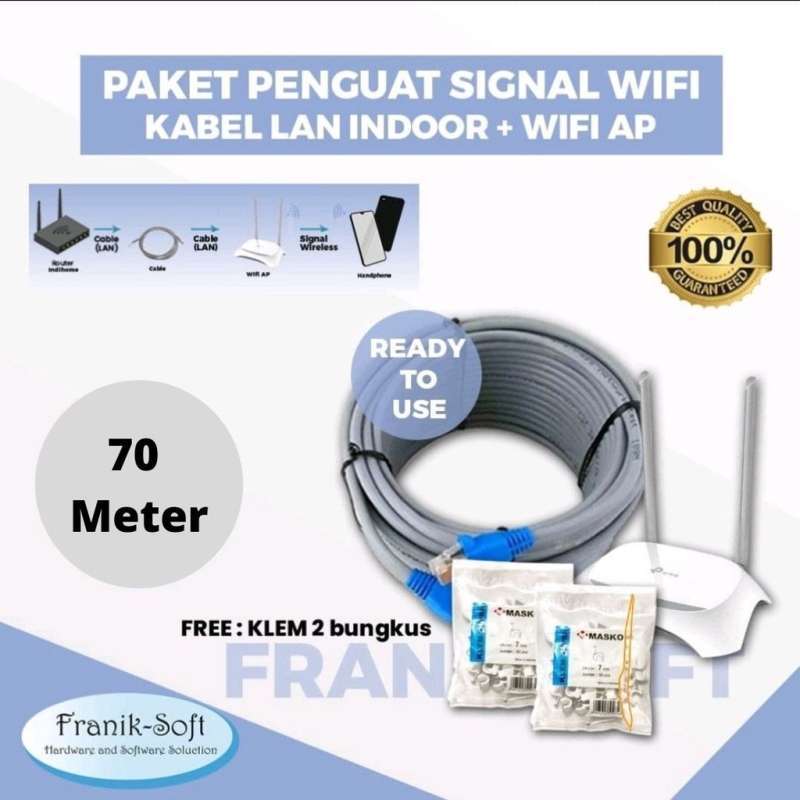 Promo Paket Penguat Sinyal Kabel LAN 70 Meter Indoor + WIFI AP Untuk ...