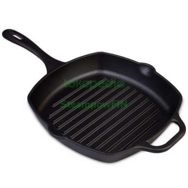 Jual Square Cast Iron Grill Steak Pan With Handle Wajan Grill Panggang ...