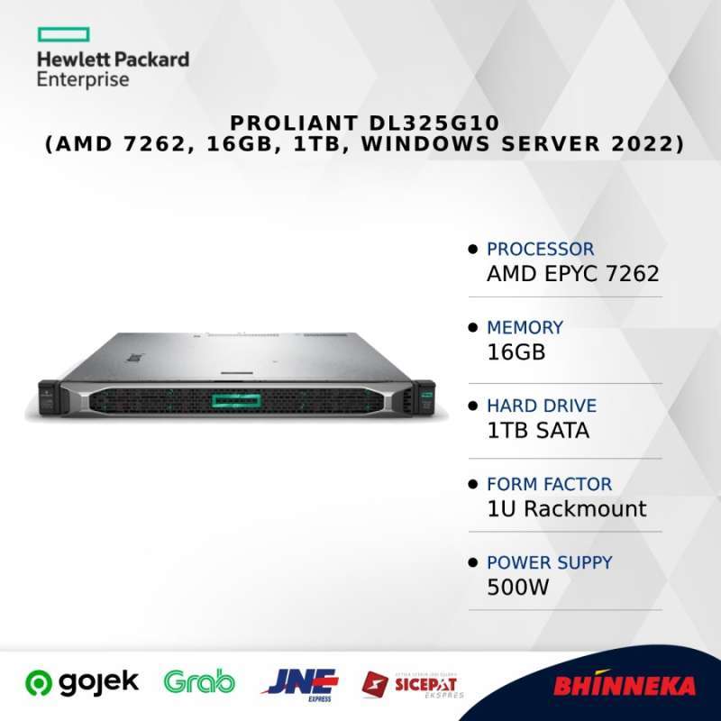Promo HPE ProLiant DL325G10 (AMD 7262, 16GB, 1TB, Windows Server 2022) Diskon 3% di Seller ...