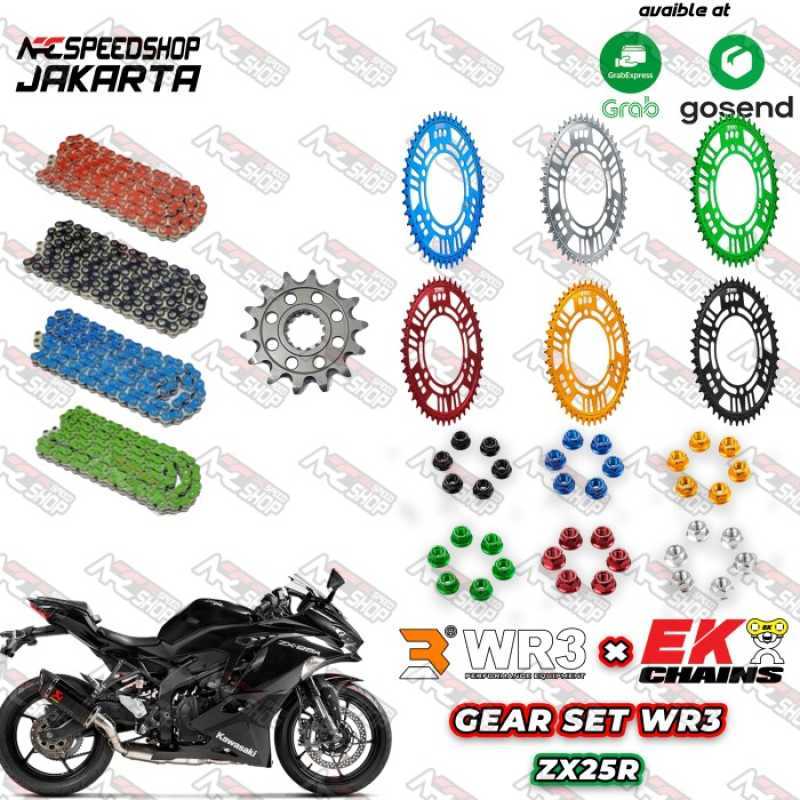 Promo Gear Depan & Belakang WR3 + Rantai EK Chain 520 Kawasaki ZX25R ...
