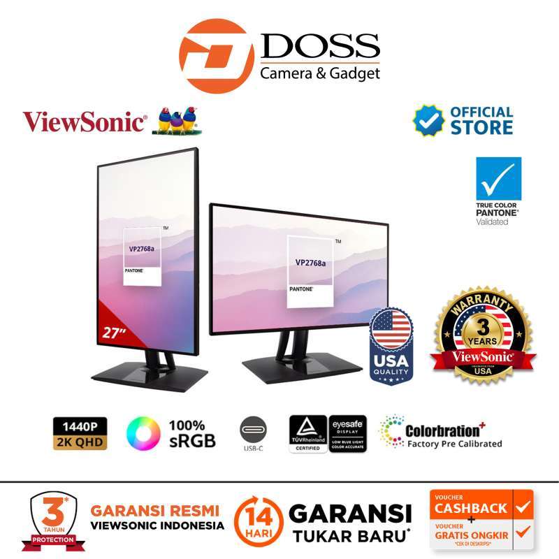 Jual Viewsonic Monitor Led Vp2768a 2k 27 100% Srgb Pantone Vld View ...