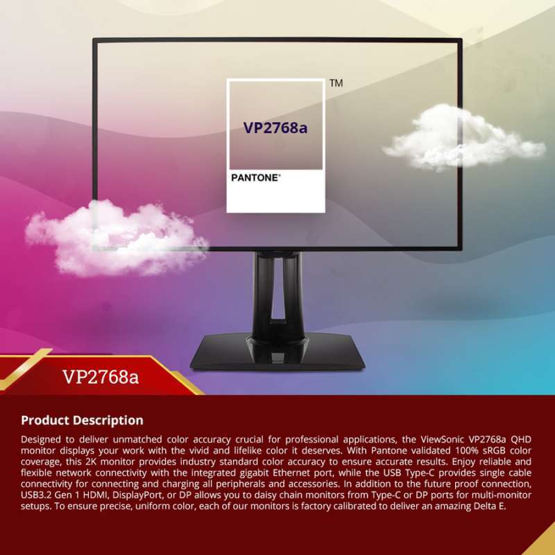 Jual Viewsonic Monitor Led Vp2768a 2k 27 100% Srgb Pantone Vld View ...