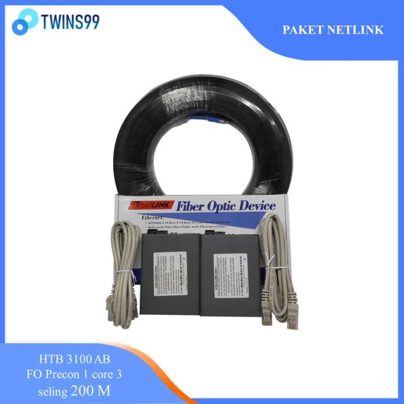 Promo Paket Kabel Fo 200M Precon Dropcore & Converter Netlink Htb 3100 ...
