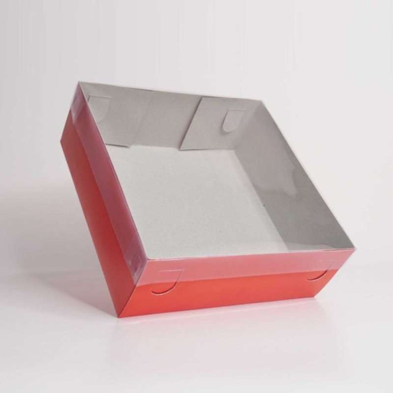 Promo Box Pudding Cake Roti Merah Tutup Mika Polos 22X22X8 Dus ...