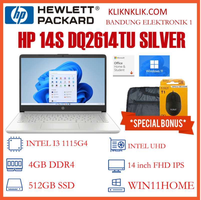 Jual Laptop Hp 14s Dq2614tu Intel Core I3 Gen 11 Silver - 4gb, Standard ...