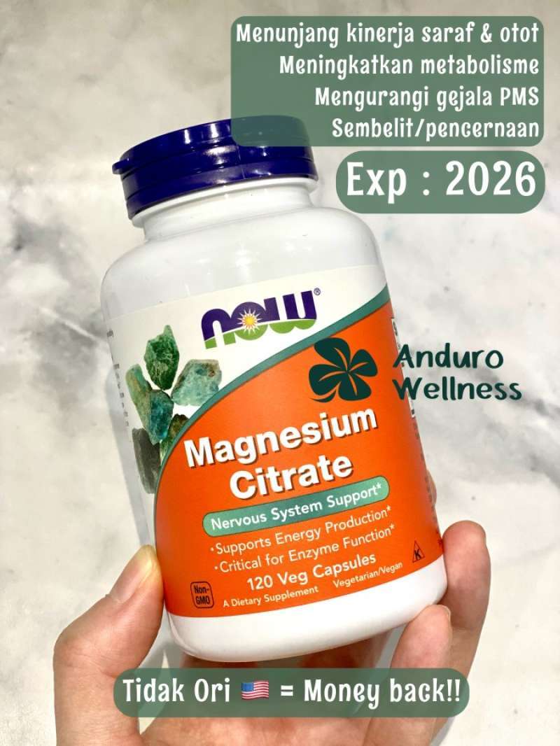 Promo Now Magnesium Citrate 400 Mg 120 Caps Ori Pencernaan Saraf Energi ...
