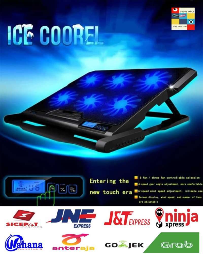 Promo Ice Coorel Cooling Pad Laptop Pendingin Laptop Cooler Fan 6 Kipas ...