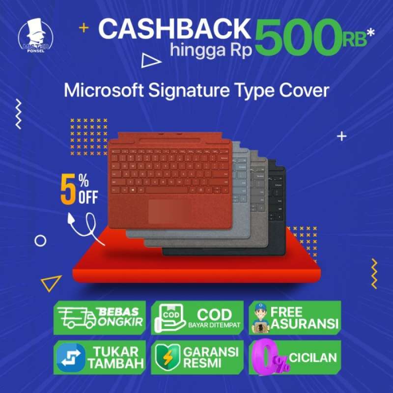 Jual Microsoft Surface pro Type Cover - Signature Keyboard Black blue ...