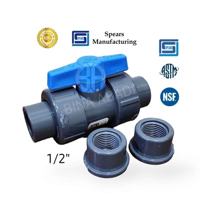 Promo Ball Valve True Union PVC SCH 80 Utility 1/2 Inch SOC+NPT ANSI SPEARS Diskon 33% di Seller ...