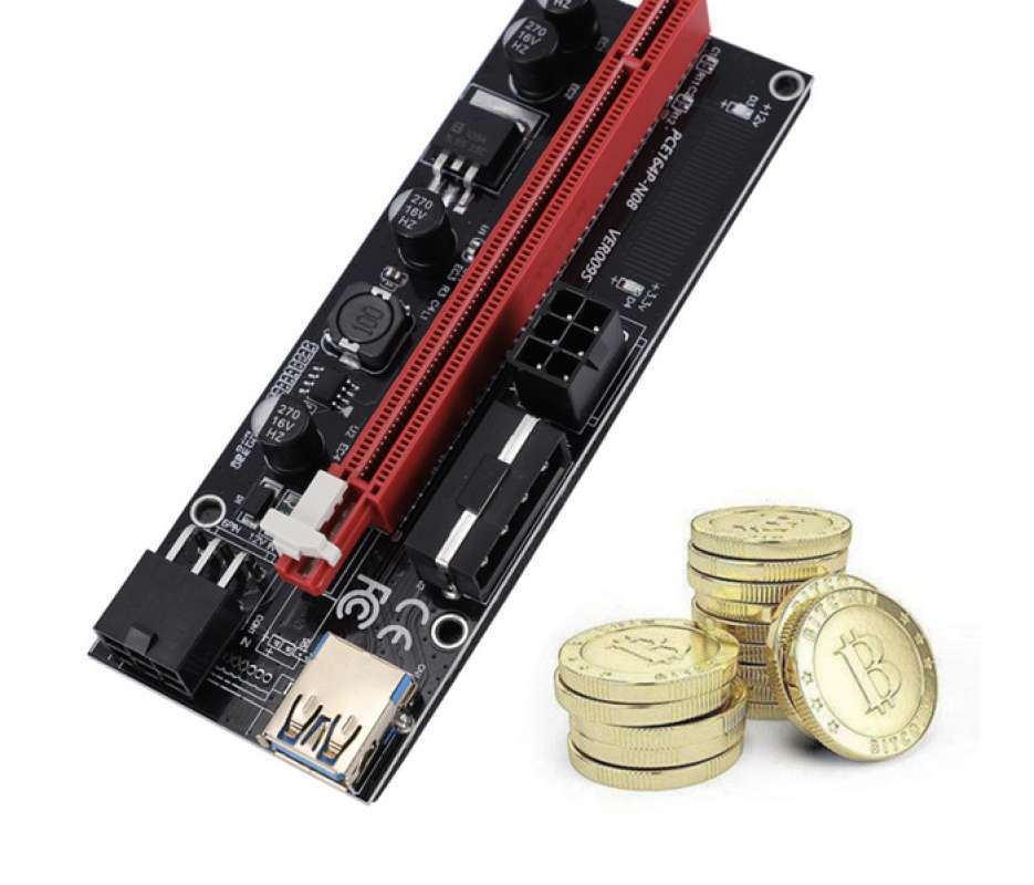 Promo Pci-E Pcie Riser 009S Mining Extender 4 Kapasitor Input Molex ...