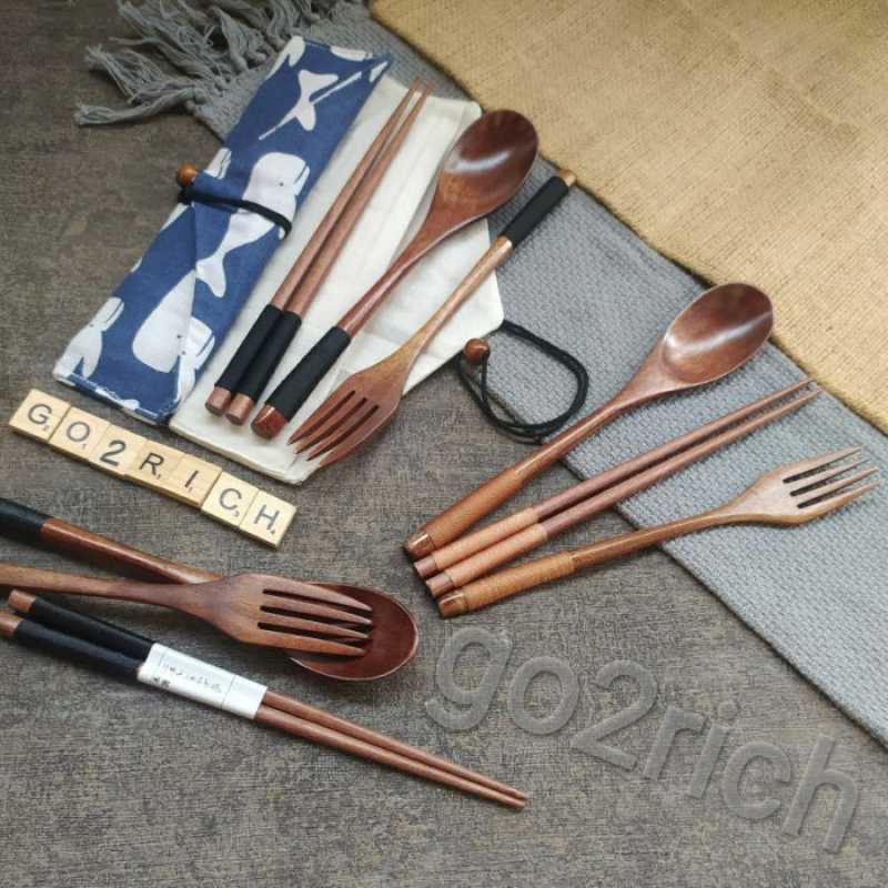 Jual Sendok Kayu Set Korea Sujeo Garpu Sumpit Set Murah Mewah Kode Br08 ...
