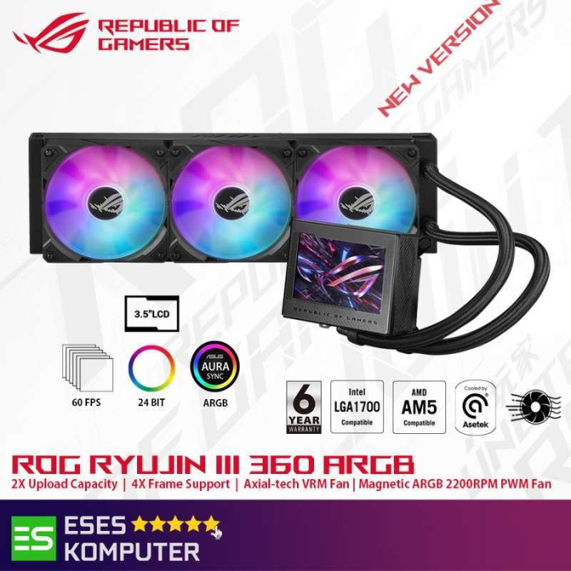 Jual ASUS ROG RYUJIN III 360 ARGB 3.5 LCD AIO 360mm Liquid CPU Cooler ...