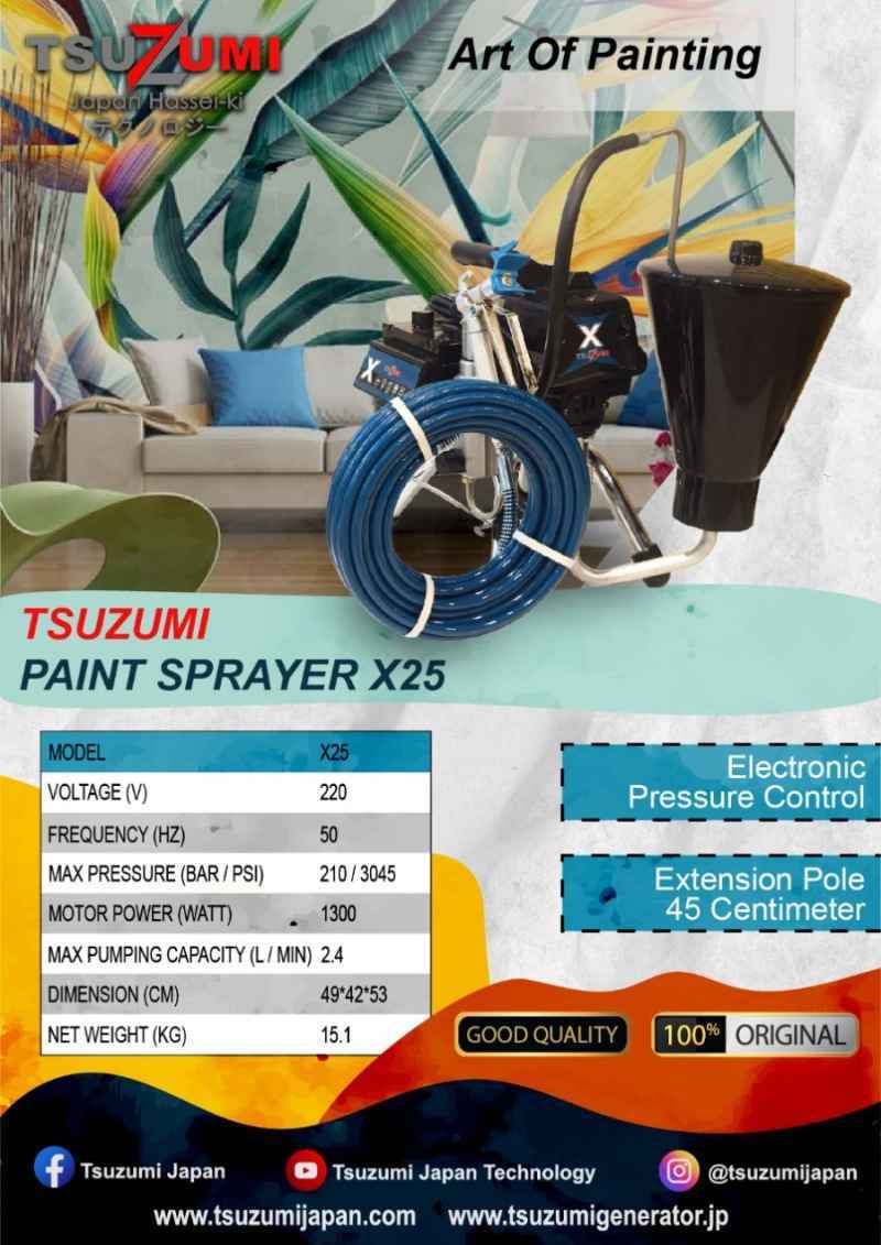 Jual Airless Paint Sprayer Tsuzumi X25 + Hopper Mesin Cat Spray ...