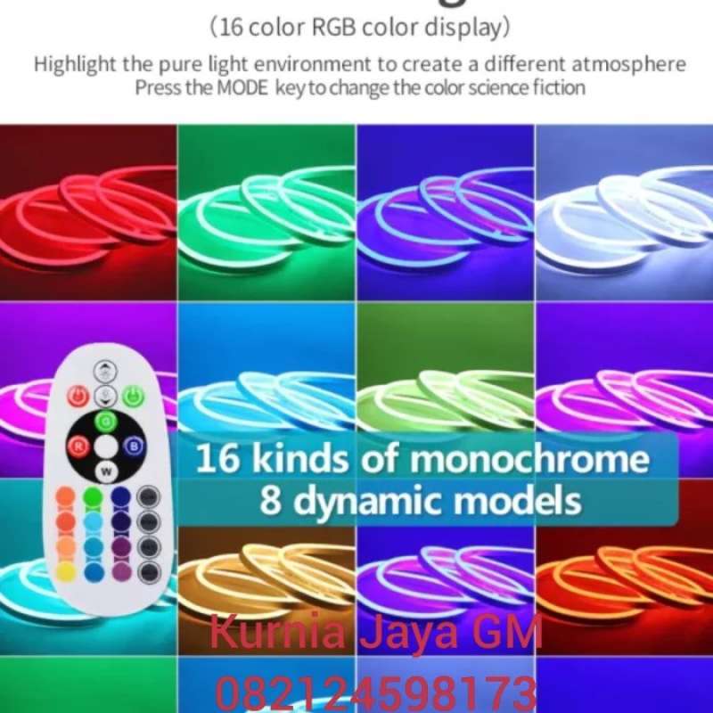 Jual Neon Flex Rgb Full Colour 16 Warna / Rgb Neon Flex 10mtr + Remote ...