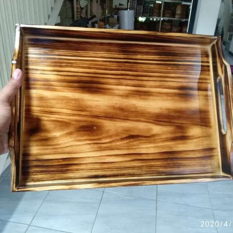 Jual Baki Kayu / Nampan Kayu / Tray Kayu Pinus Motif Bakaran 40 X 30 Di ...