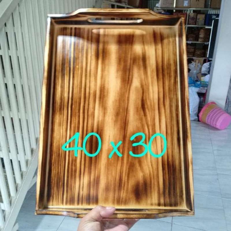 Jual Baki Kayu / Nampan Kayu / Tray Kayu Pinus Motif Bakaran 40 X 30 Di ...