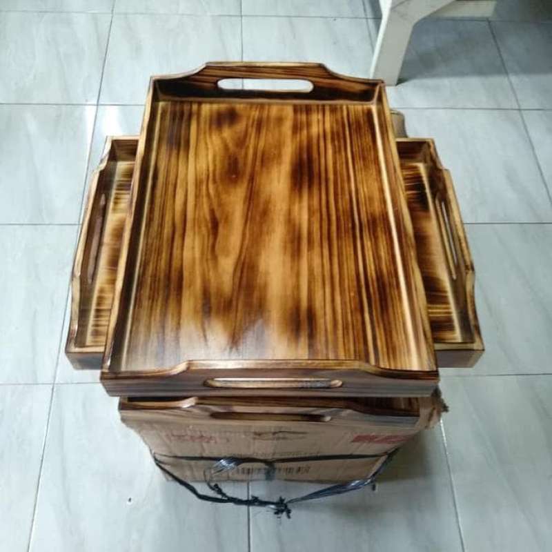 Jual Baki Kayu / Nampan Kayu / Tray Kayu Pinus Motif Bakaran 40 X 30 Di ...