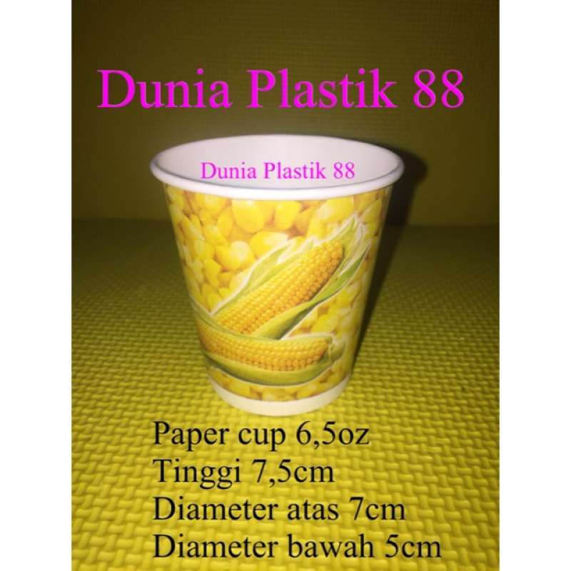 Jual 50pc 6,5oz Gelas Kertas Paper Cup Gambar Jagung Susu Keju Jasuke ...