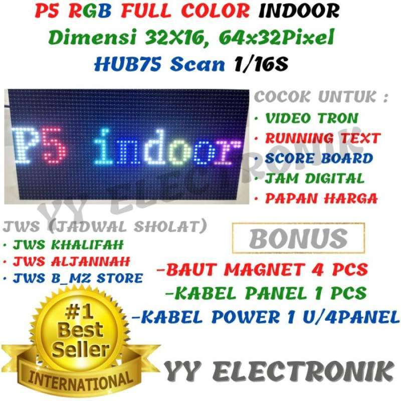 Promo Panel Module Led P5 RGB/Full Color Indoor SMD Running Text Diskon ...