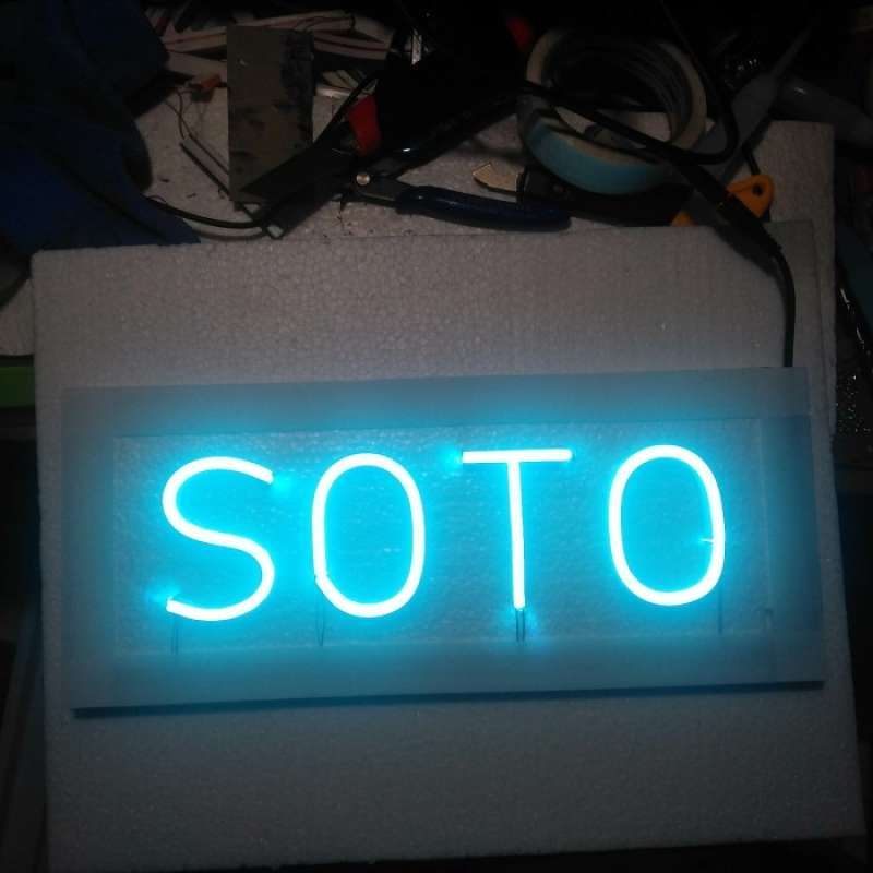 Promo Bismillah, Lampu LED tulisan SOTO warna Biru Muda Neon Text ...