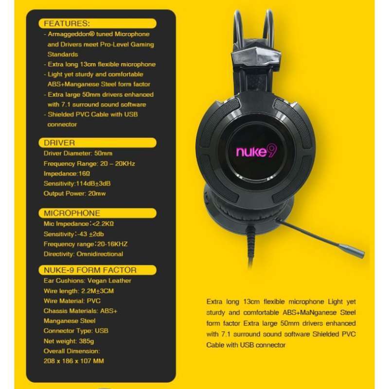 Promo Armaggeddon Rgb 7.1 Gaming Headset Nuke 9 [ 1 Tahun Garansi Resmi ...