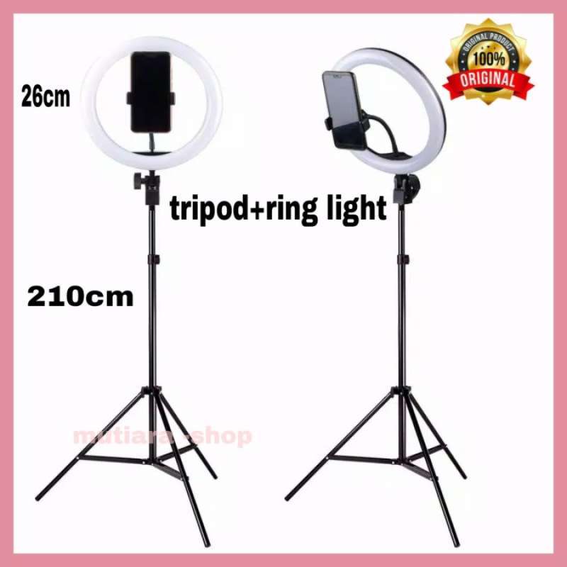 Promo tripod lampu ring light stand studio selfie LED 26cm lampu tik ...