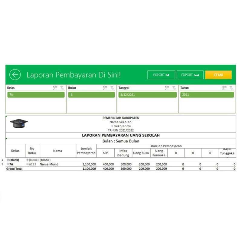 Jual Software Aplikasi Excel Untuk Pembayaran Spp Sekolah Pendidikan ...