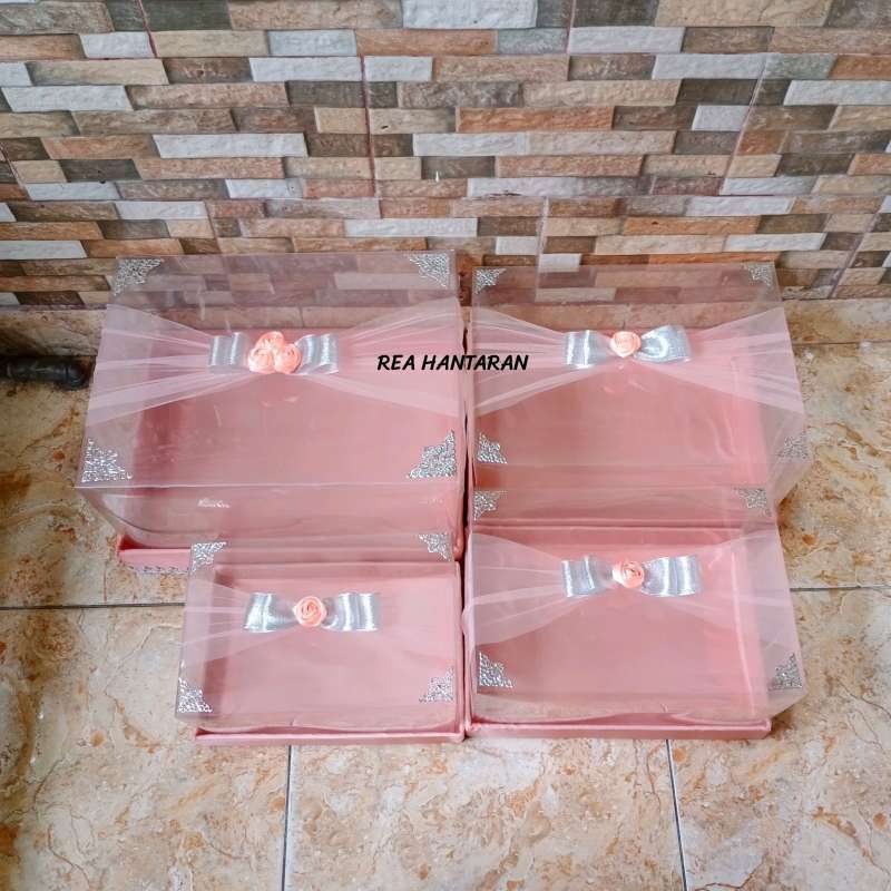 Jual Kotak Seserahan Pernikahan Warna Peach Model Tilesatin 1 Set Isi 4 ...
