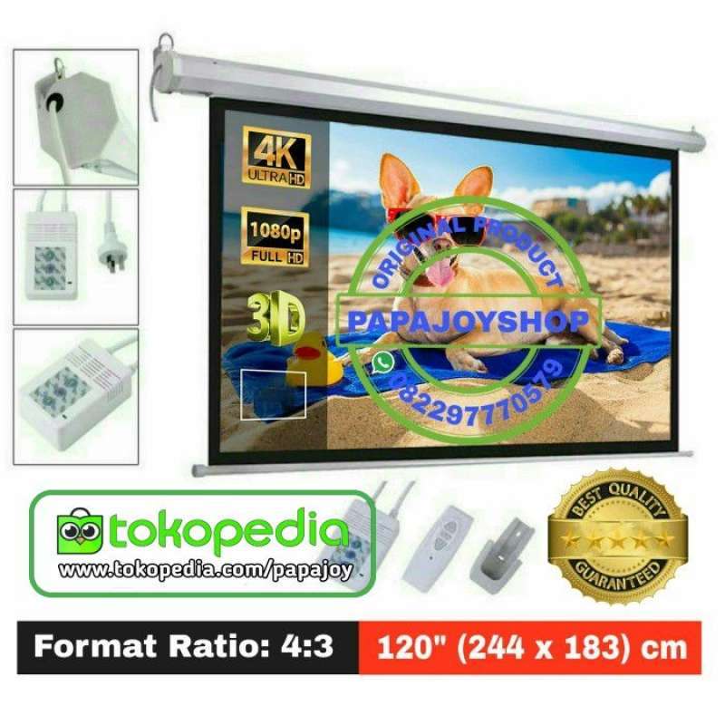 Promo Screen Motorized 120 Inch Format 4:3 Layar Proyektor Elektrik ...