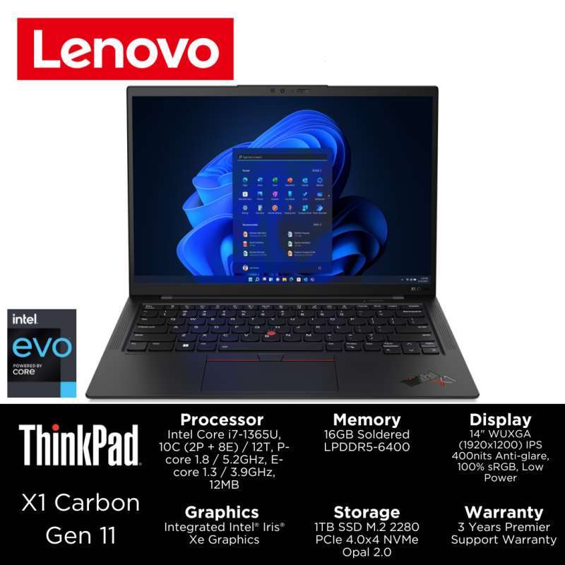 Jual Lenovo Thinkpad X1 Carbon Gen11 Wuxga Core I7 Gen13 16gb 512gbssd ...